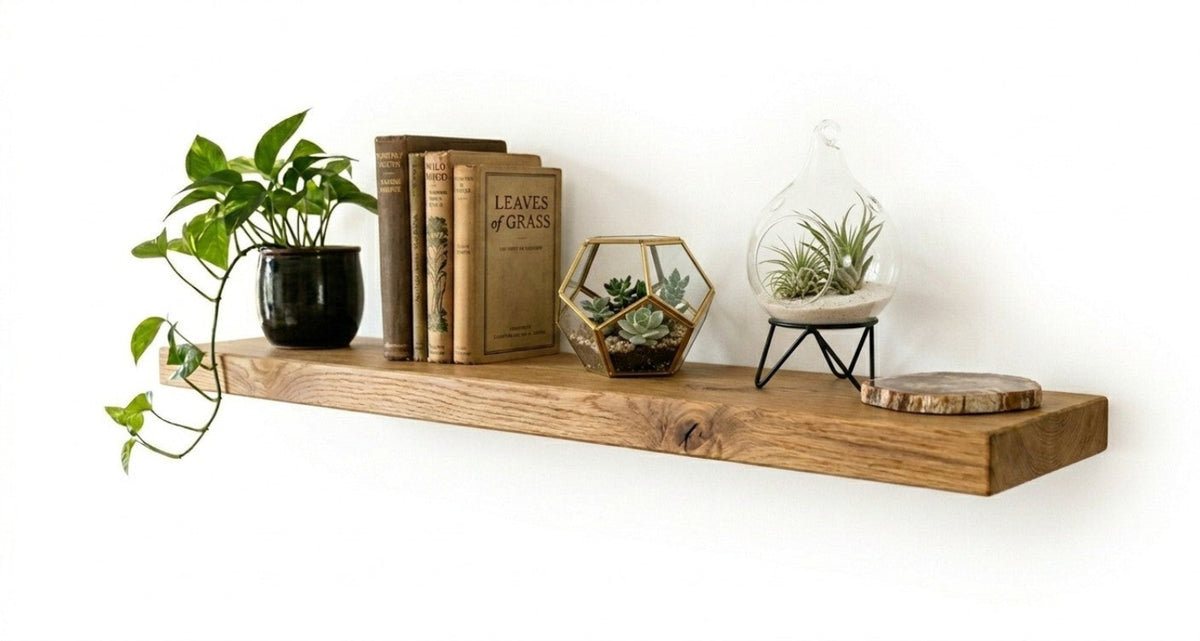 Square oak floating shelf – Real Beams